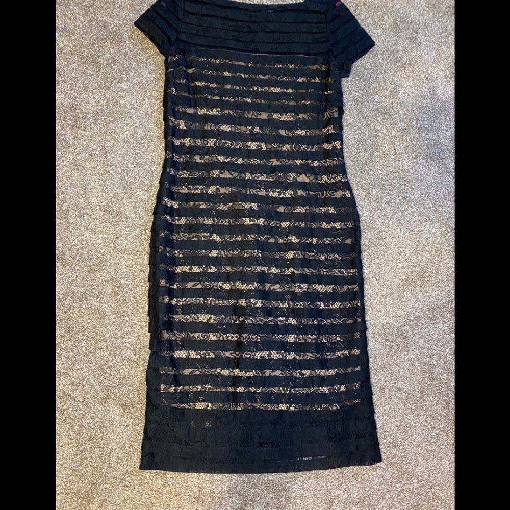 Beautiful Lace See-Through Overlay Fitted Dress. - Gem